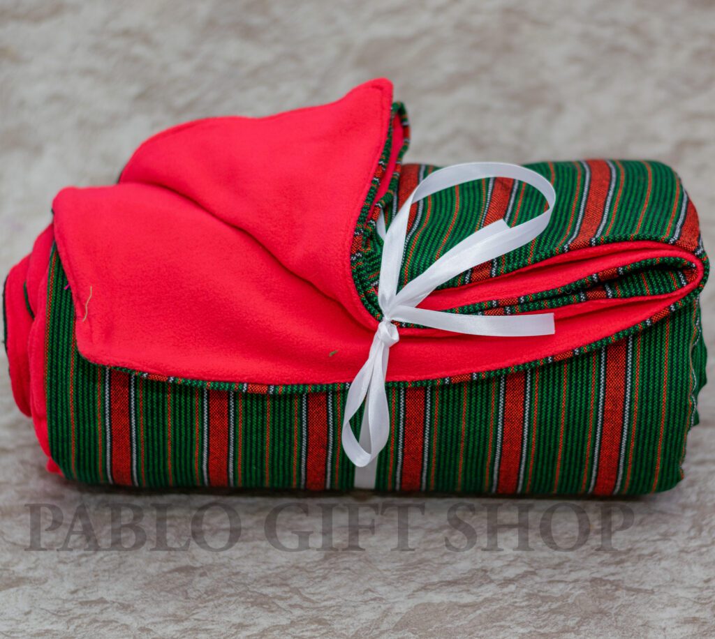 Green Striped Maasai Shuka with Light Fleece - Pablo Gift Shop