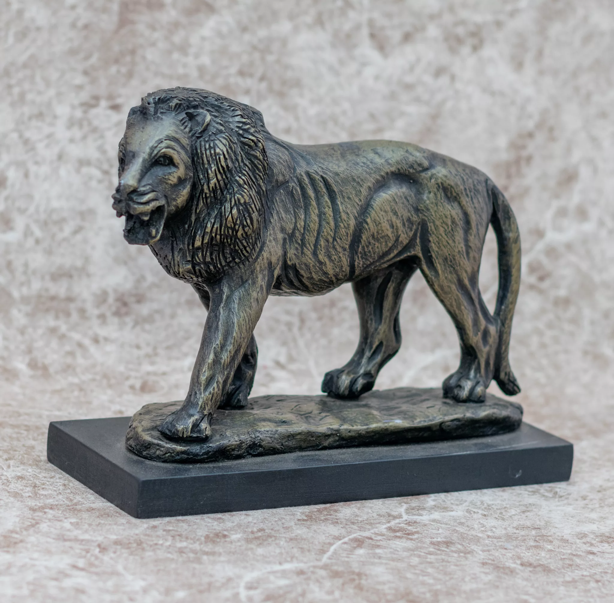 Medium Lion Cast Sculpture Figurine Office Decor