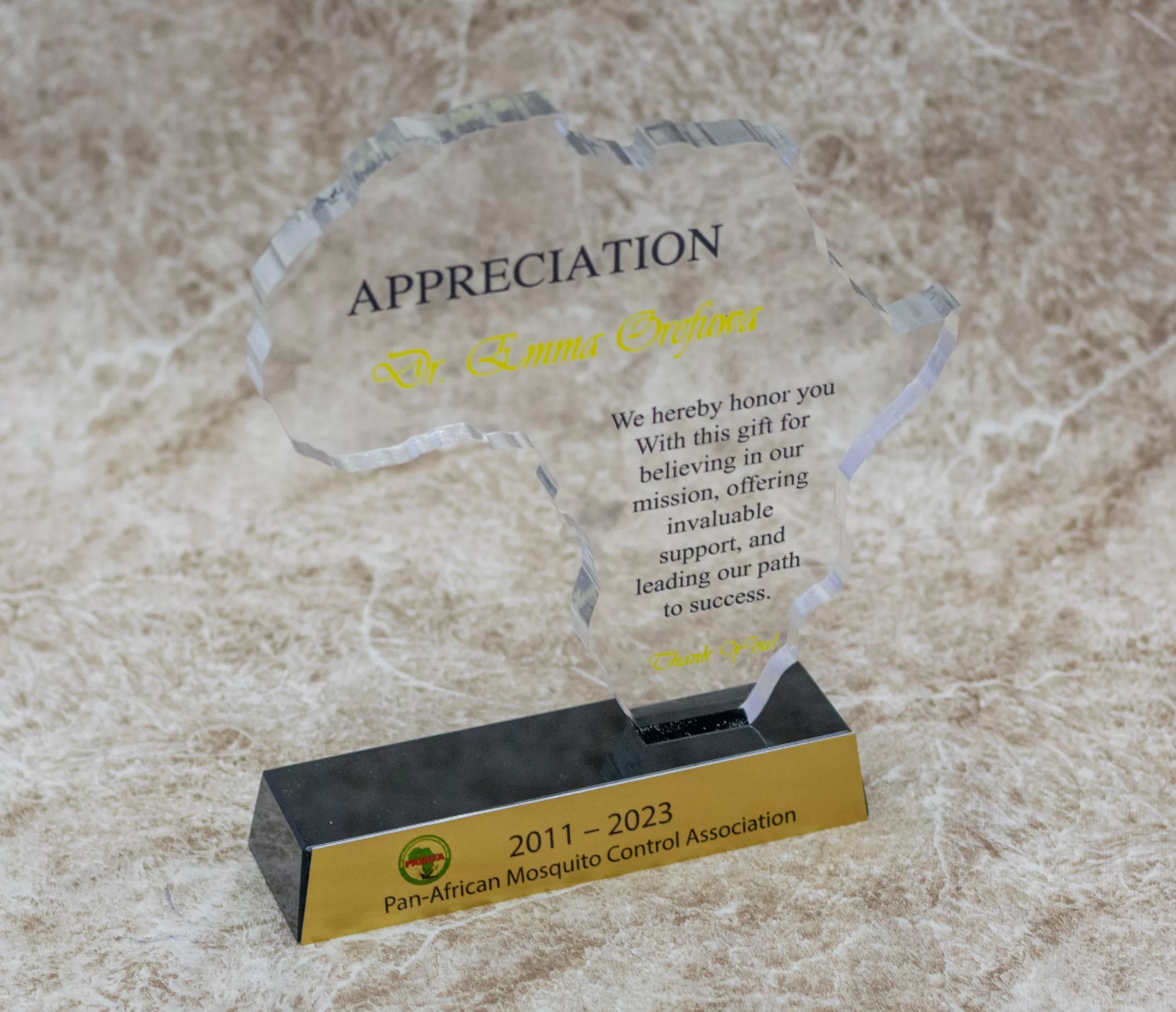 Africa Shaped Branded Crystal Corporate Trophy - Pablo Gift Shop