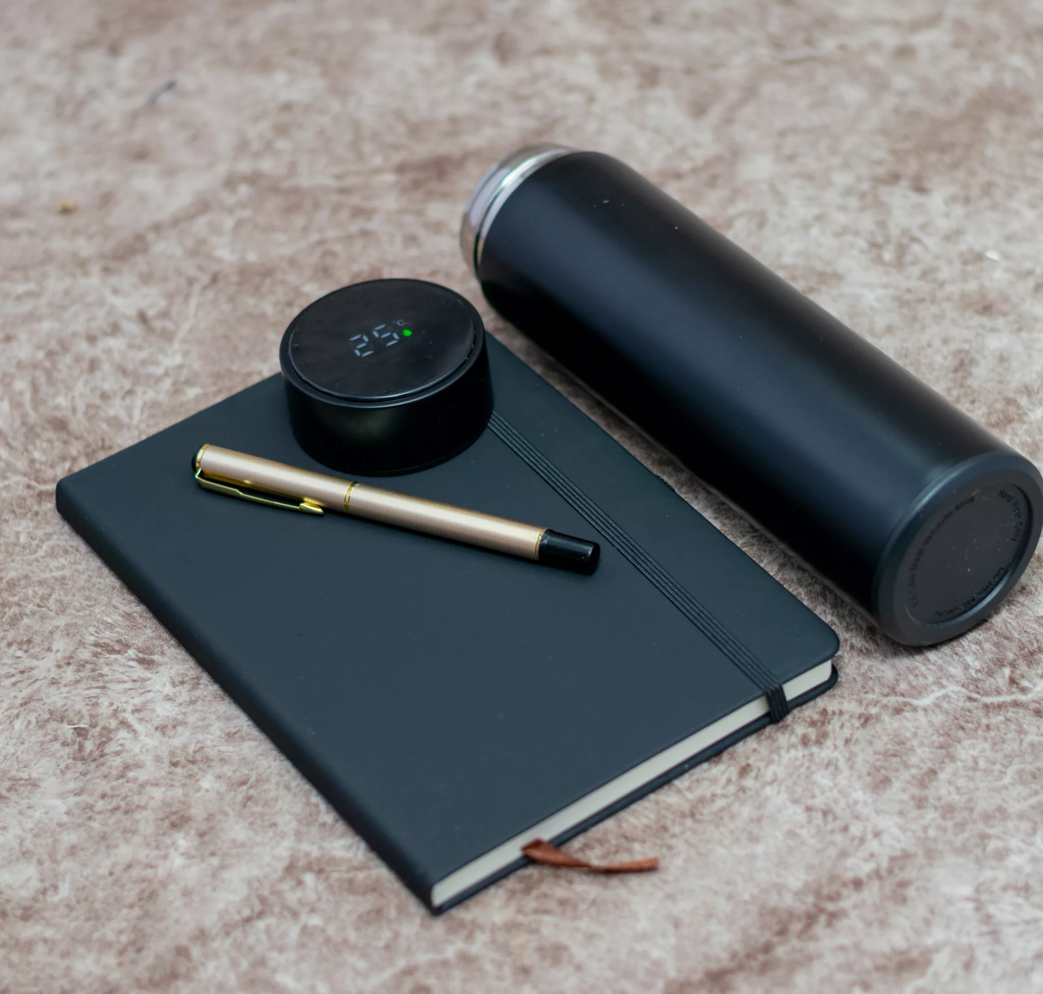 Black Customized Executive Gift Notebook Pen And Thermal Flask - Pablo ...