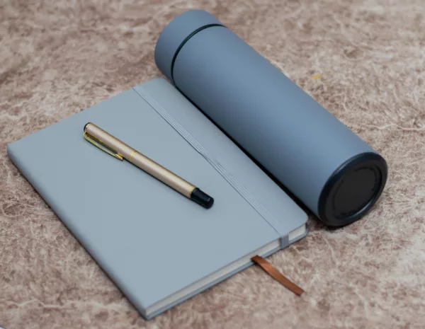 Customizable Grey Thermal Flask, Notebook And Executive Pen - Pablo ...