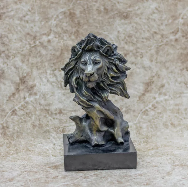 Mini Lion Head Cold Cast Sculpture - Pablo Gift Shop